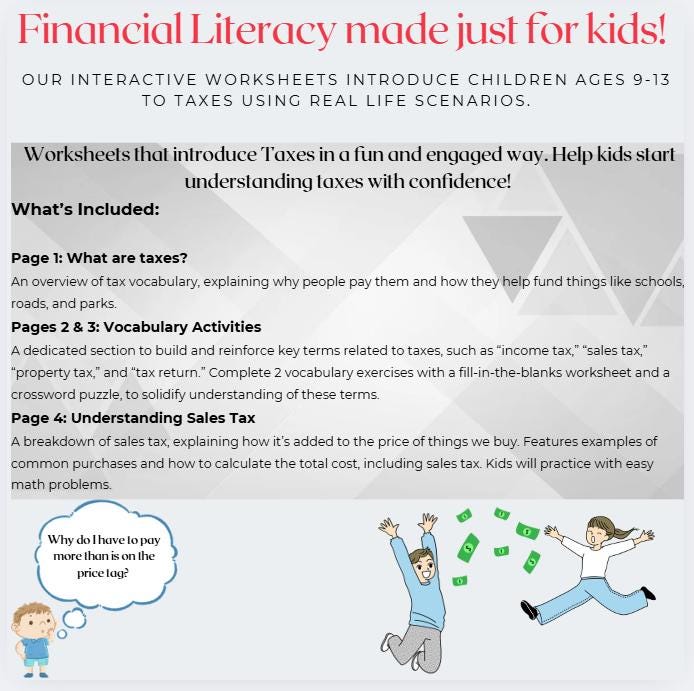 Kids Worksheets About Taxes Printable Financial Literacy Worksheets for ...