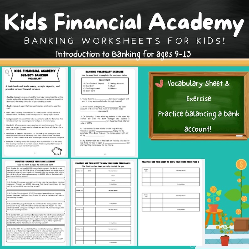 Banking Printable for Kids|financial Literacy| Money Management|banking ...
