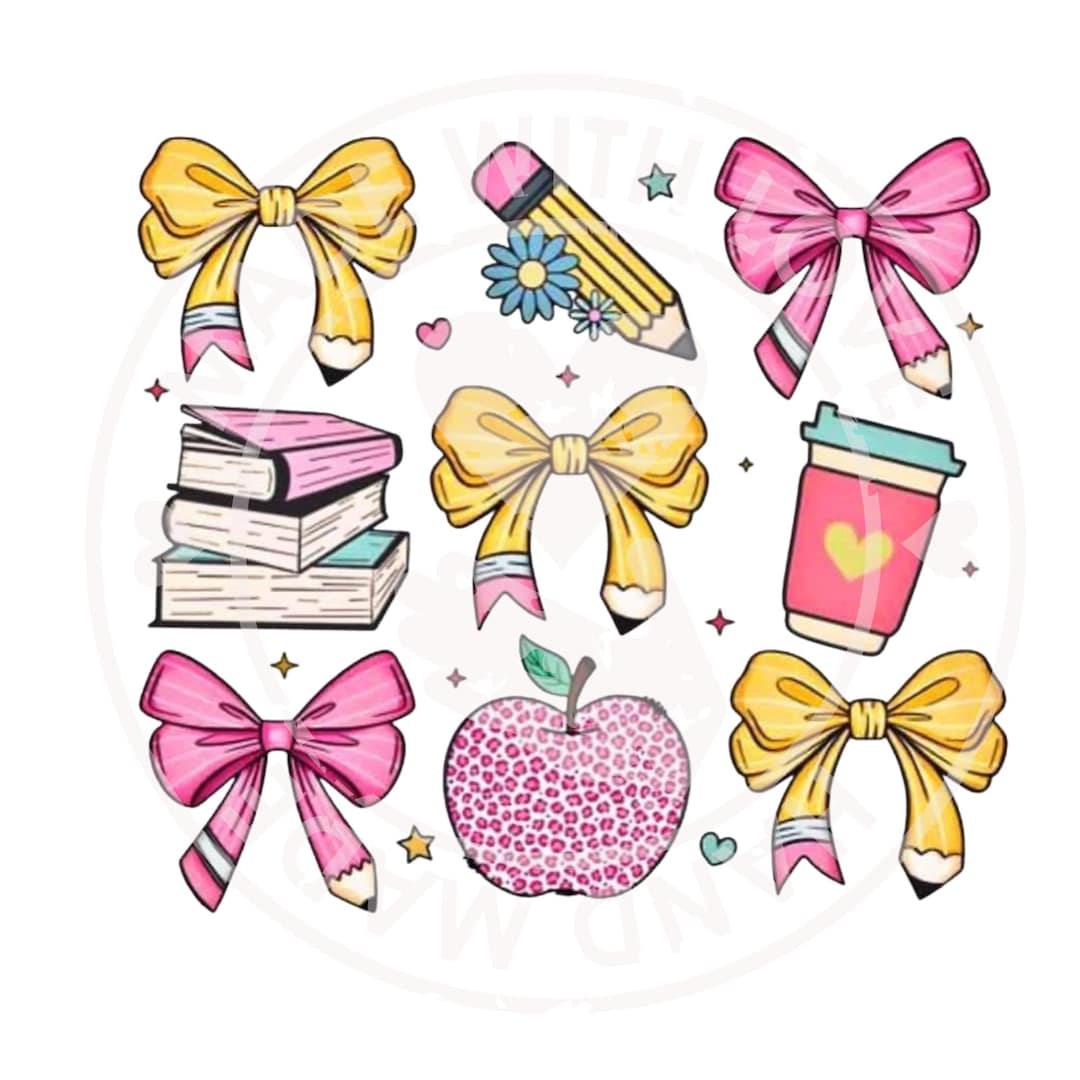 Pencil Bows Teacher Png - Etsy