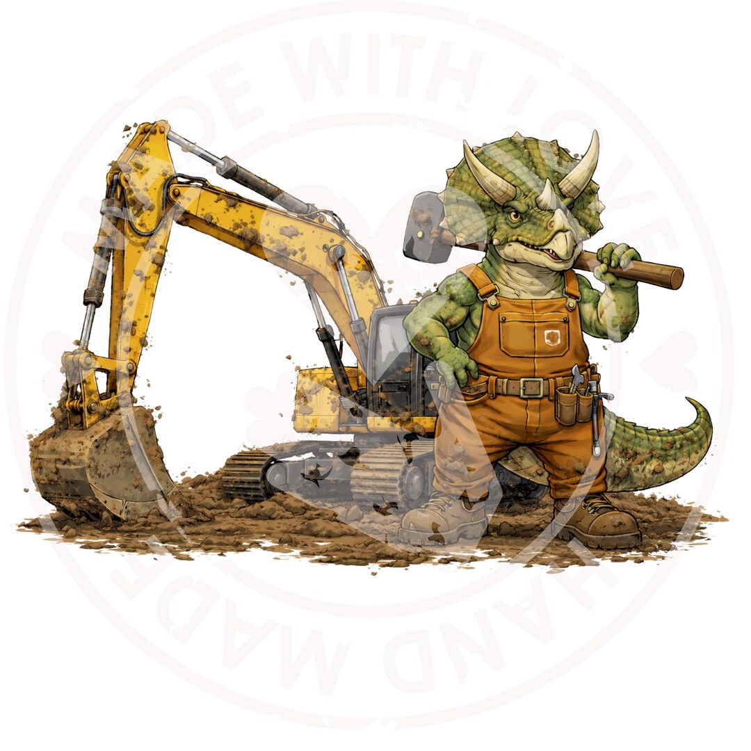 Dinosaur With Excavator Png - Etsy