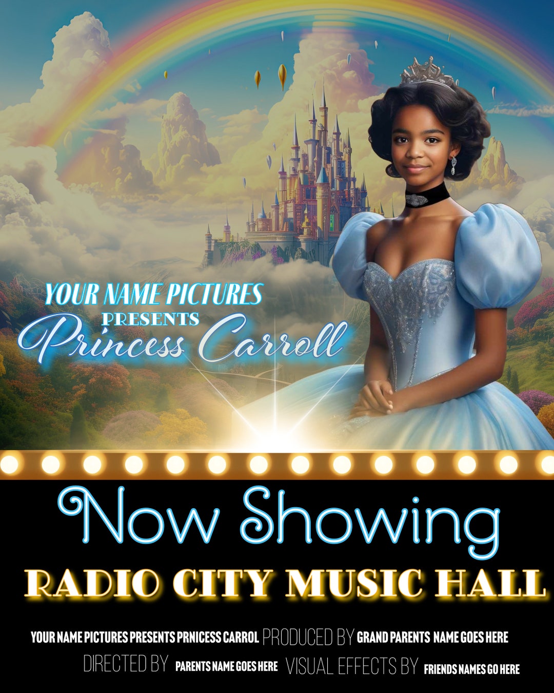 Personalized Princess Movie Poster for Your Child's Birthday, Room, or ...
