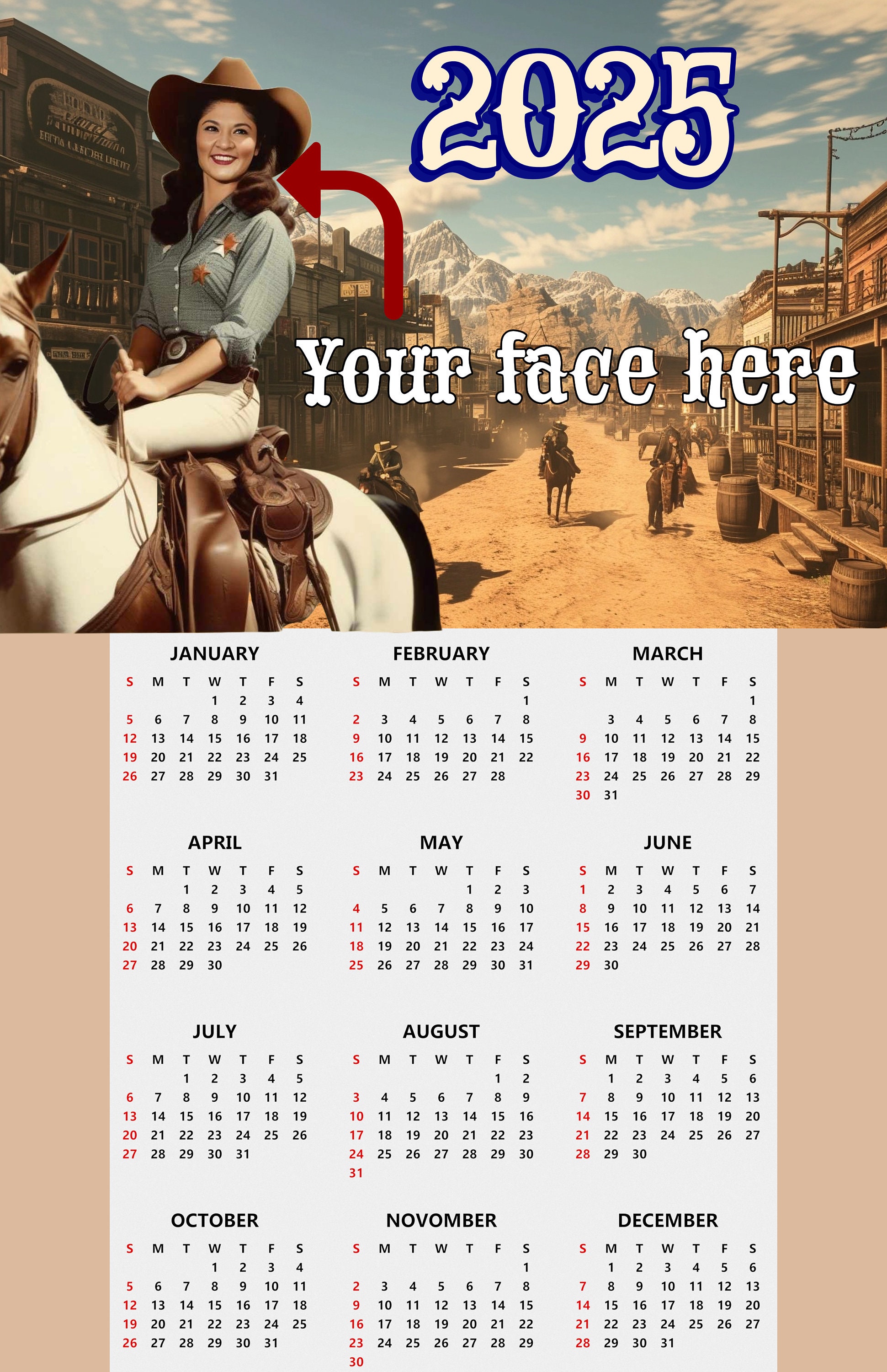 Personalized Photo Calendar / Vintage Mexican / Old Western Movie ...