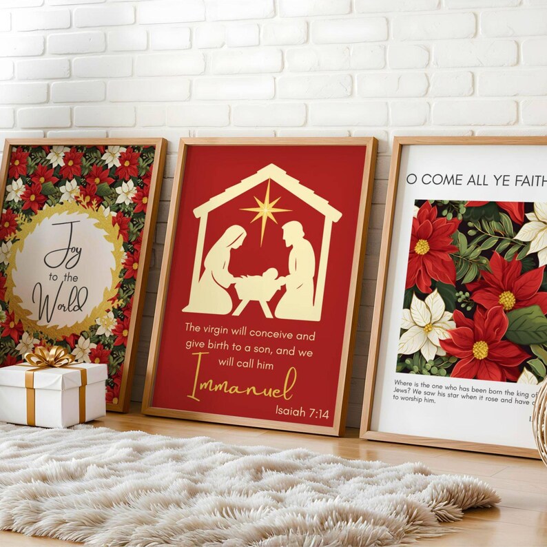 Christmas Bible Verse Wall Art Set of 9 Digital Prints in Multiple ...