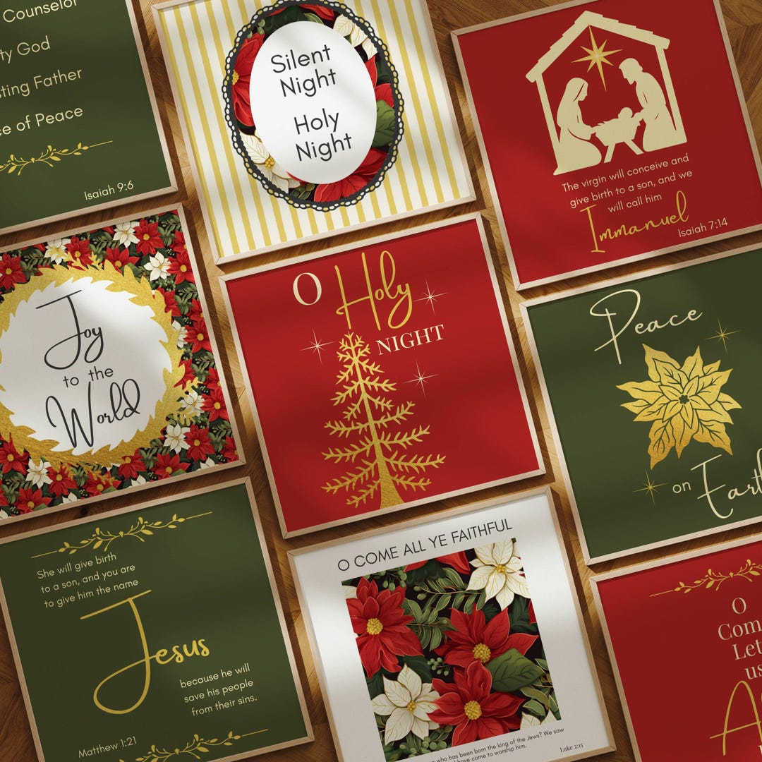 Christmas Bible Verse Wall Art Set of 9 Digital Prints in Multiple ...