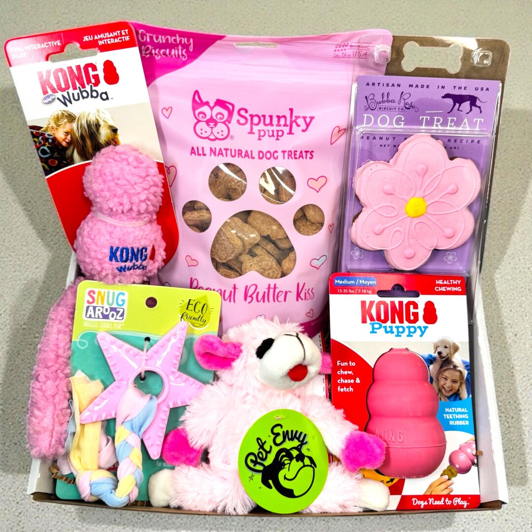 Puppy Petals Pink Gift Box, Dog Christmas Gift, Dog Treat Gift, Pet ...