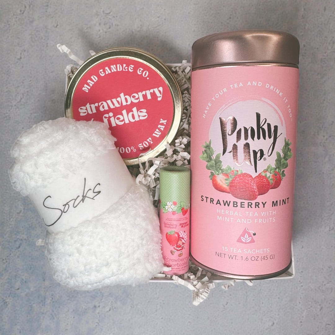 Strawberry Shortcake Mini Care Package, Candle, Tea, Lip Balm, Socks - Etsy