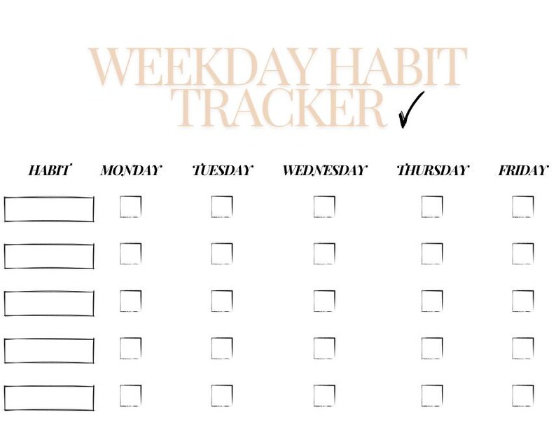 Weekday Habit Tracker - Etsy