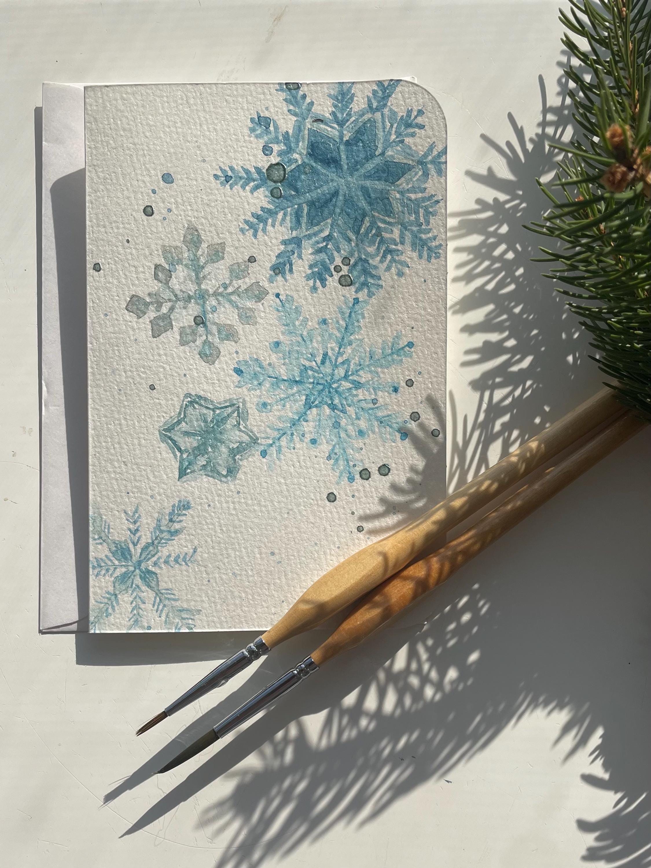 Christmas Card | Hand Painted Snowflakes | Watercolor - Etsy