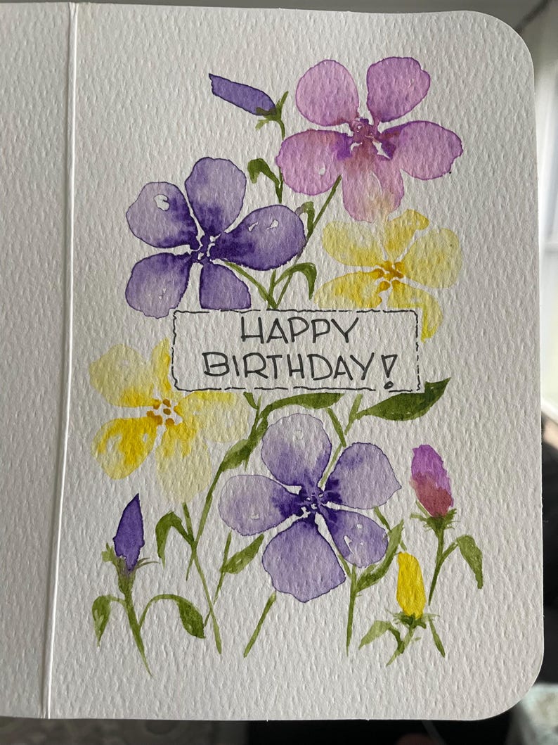Birthday Card | Hand Painted Flowers | Watercolor - Etsy