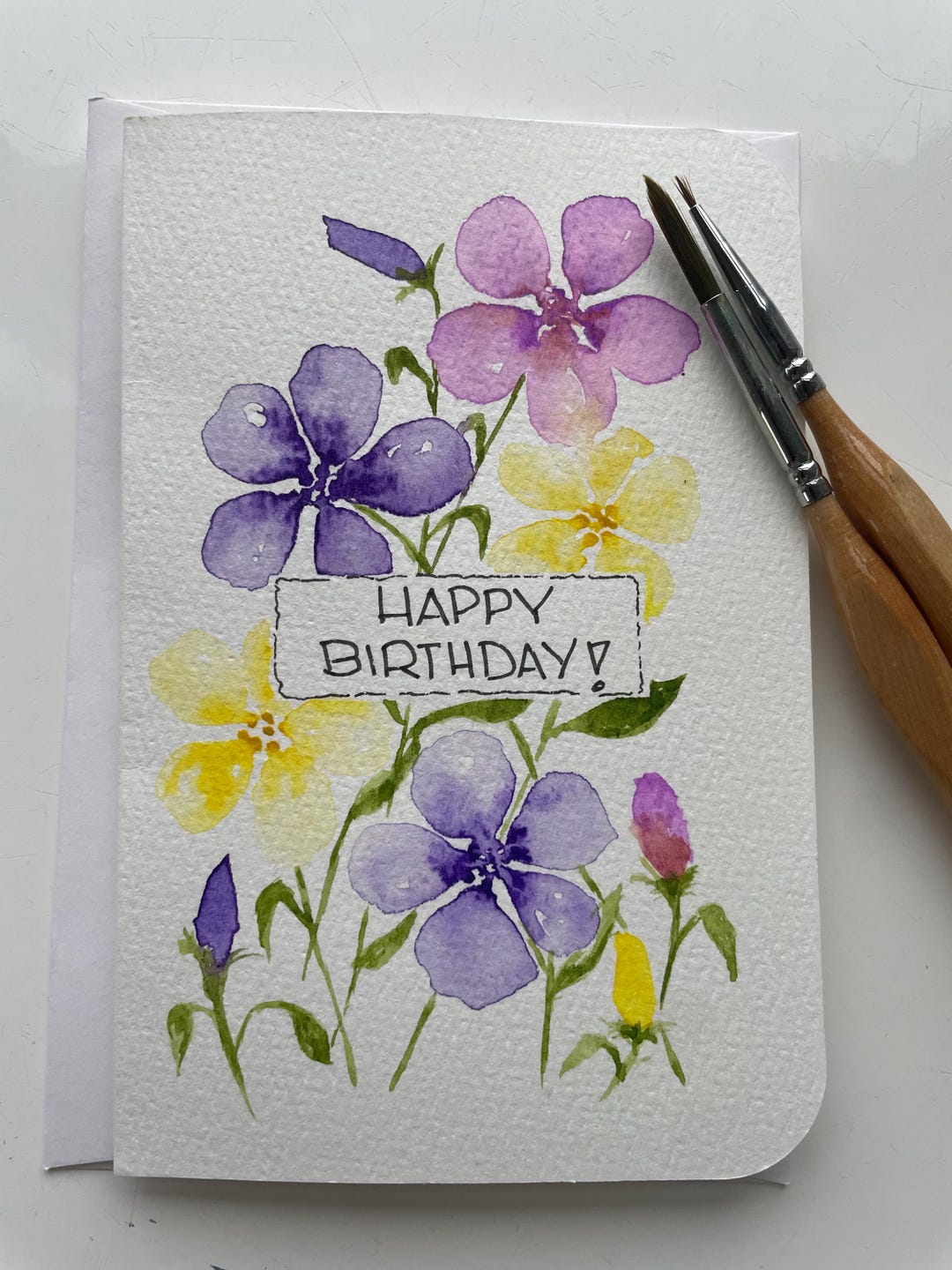 Birthday Card | Hand Painted Flowers | Watercolor - Etsy