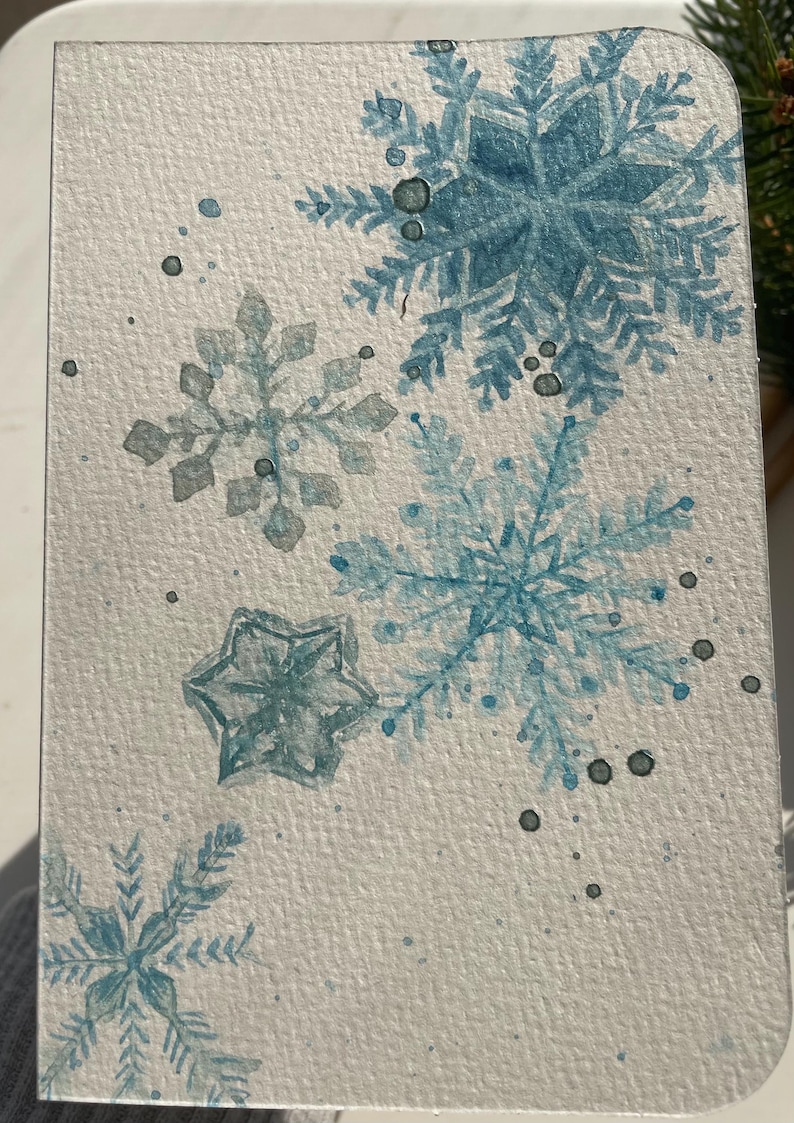 Christmas Card | Hand Painted Snowflakes | Watercolor - Etsy