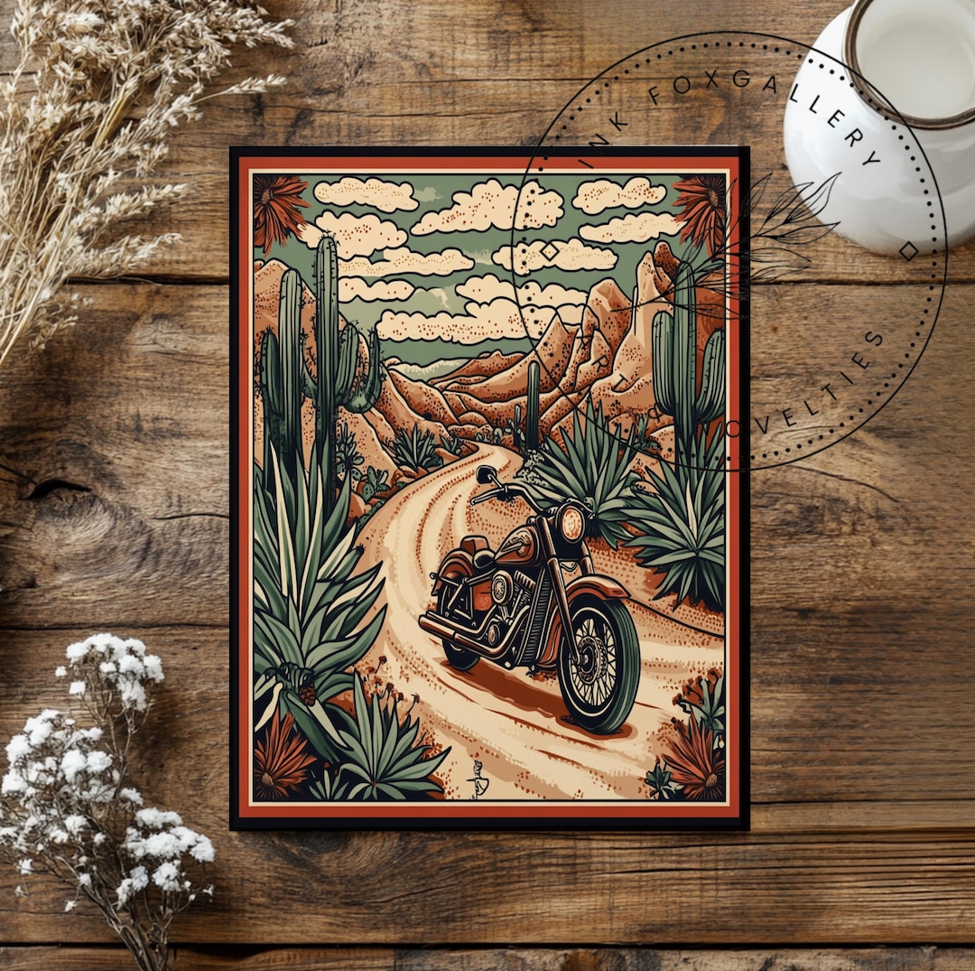 Vintage Southwest Desert Motorcycle & Traditional Tattoo Flash Art ...