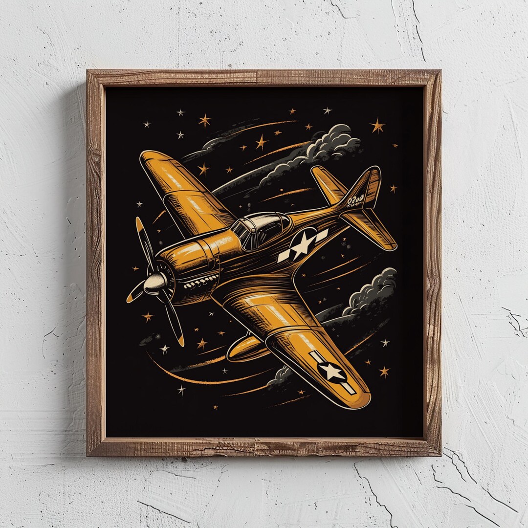Vintage Airacobra Wall Art - Retro Aviation Print - WWII Aircraft Decor ...