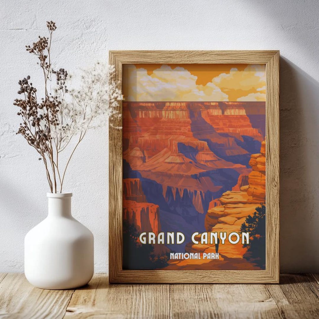 Vintage Grand Canyon Retro Wall Art - National Park Poster - Rustic ...