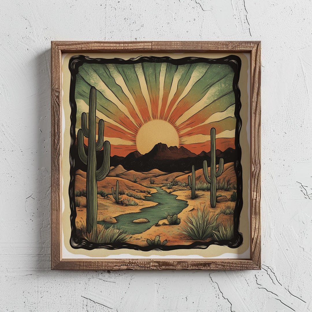 Vintage Western Fine Art Print & Wild West Art Print- Desert Artwork ...