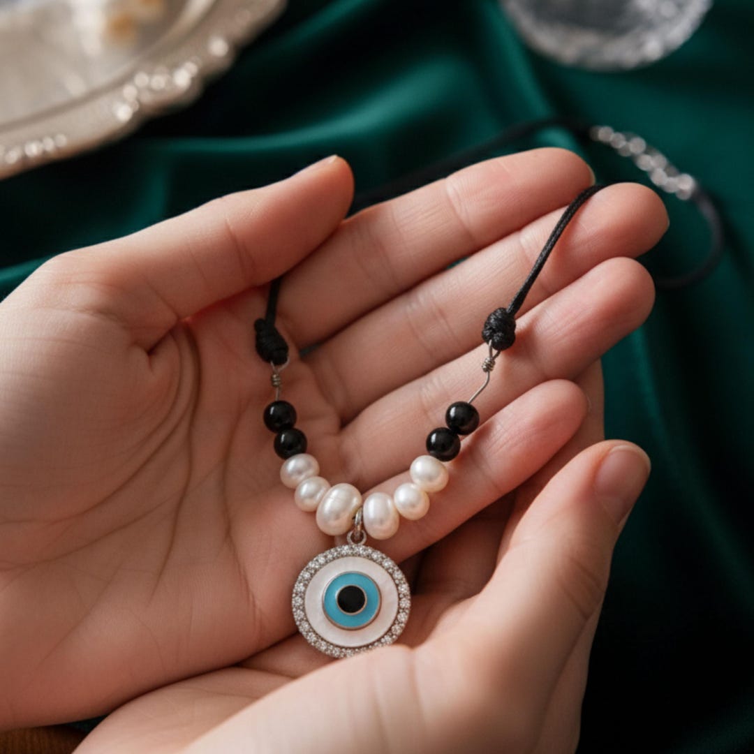Evil Eye Protection Pearl Necklace – Handcrafted Nazar Amulet ...