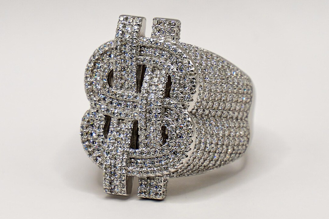 Big Money Dollar Sign Iced Out Ring - Etsy