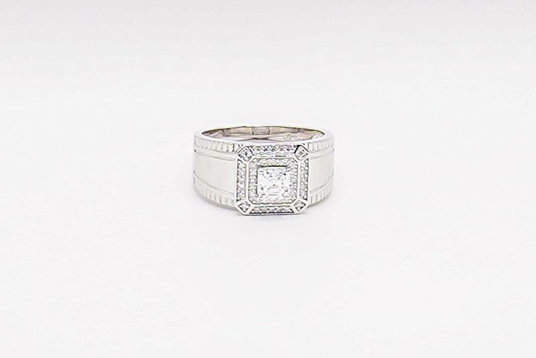 Radiant Cut Diamond Mens Ring in 925 Silver Radiant Cut Lab Grown ...