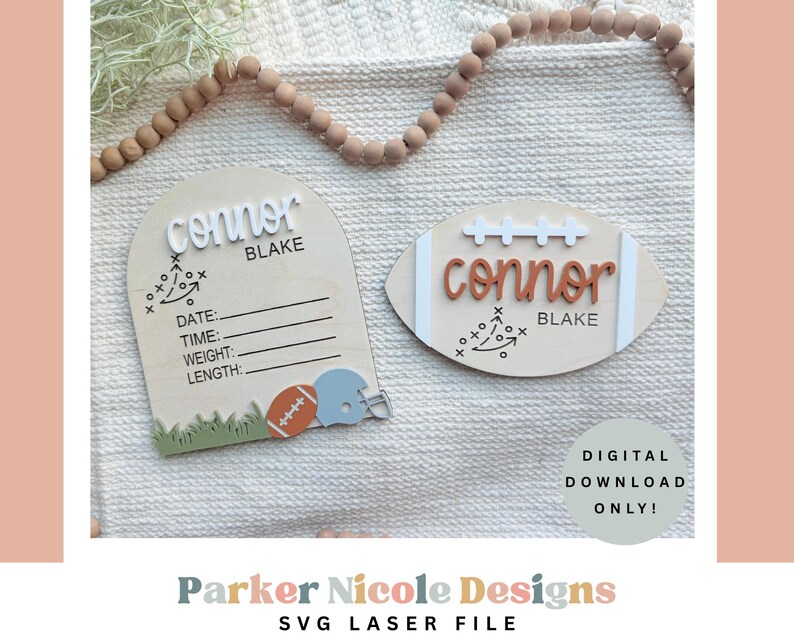 Football Baby Stat Name Signs, Football Baby SVG Sign, Birth Stat Boys ...