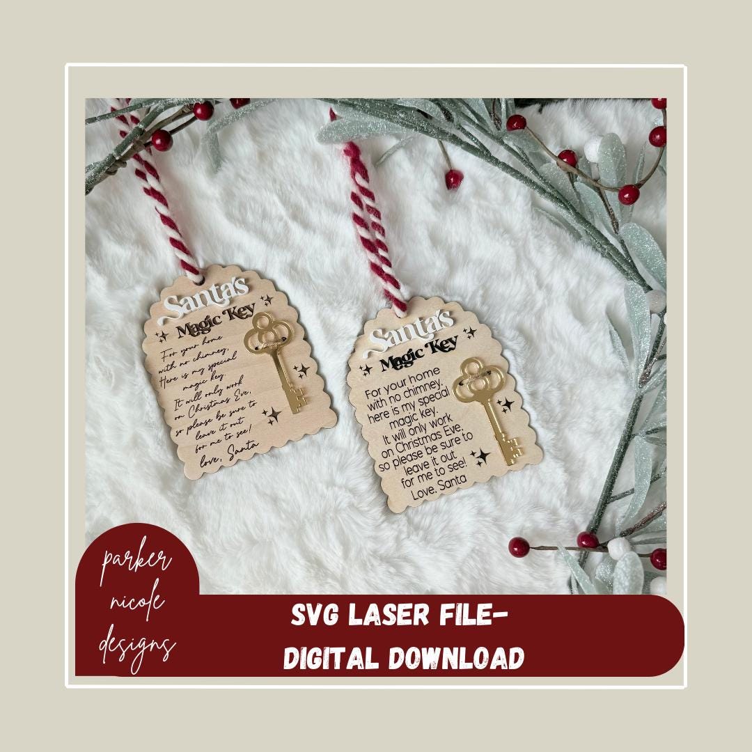 Santas Magic Key Santa Key Laser File Santa Key Christmas SVG Digital ...