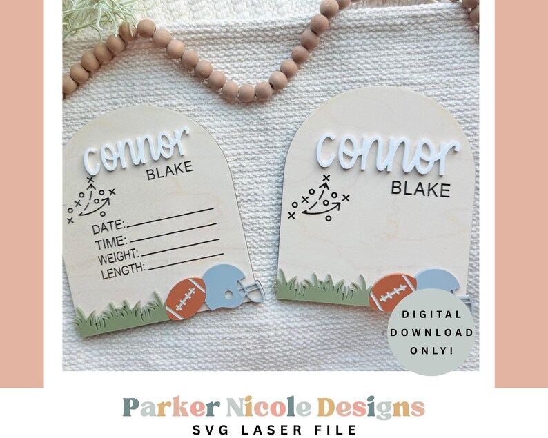 Football Baby Stat Name Signs, Football Baby SVG Sign, Birth Stat Boys ...