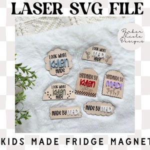 Kids Fridge Art Magnet SVG, Laser Ready File, Laser Kids Magnet File ...