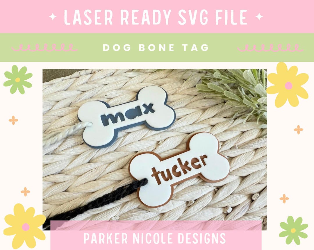 Dog Bone Tag SVG | Dog Bone Ornament | Pet Ornament Laser File | Pet ...