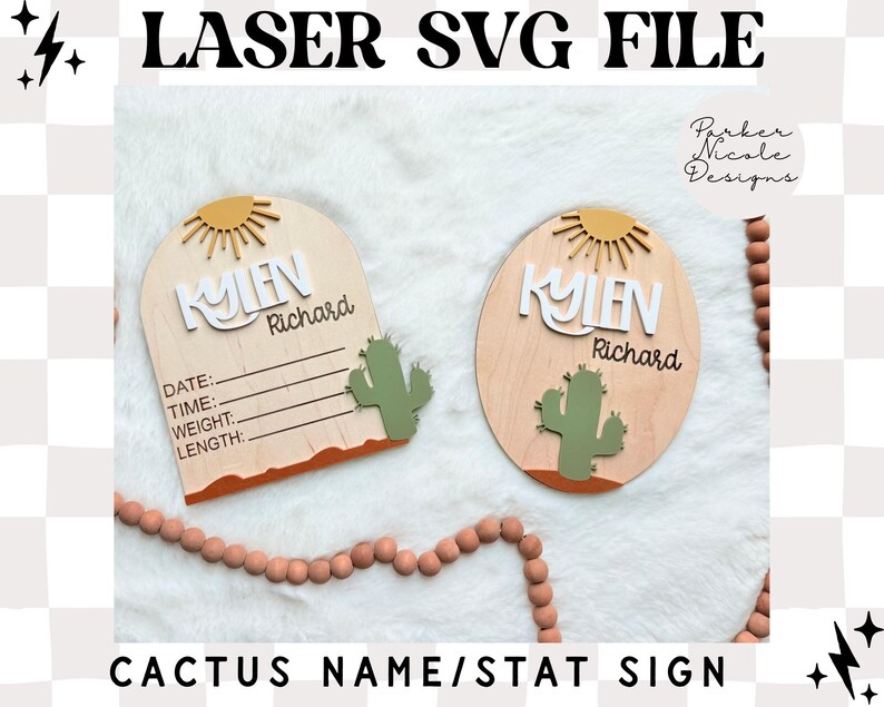 Cactus Name Sign, Birth Stat Sign, Hospital Cactus Name Sign, Sign SVG ...