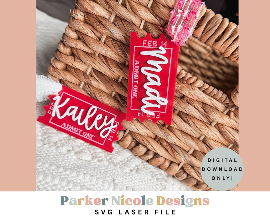 Valentines Day Gift Tag, SVG Gift Tag, Laser SVG File, Ticket Basket ...