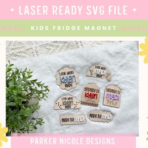 Kids Fridge Art Magnet SVG, Laser Ready File, Laser Kids Magnet File ...