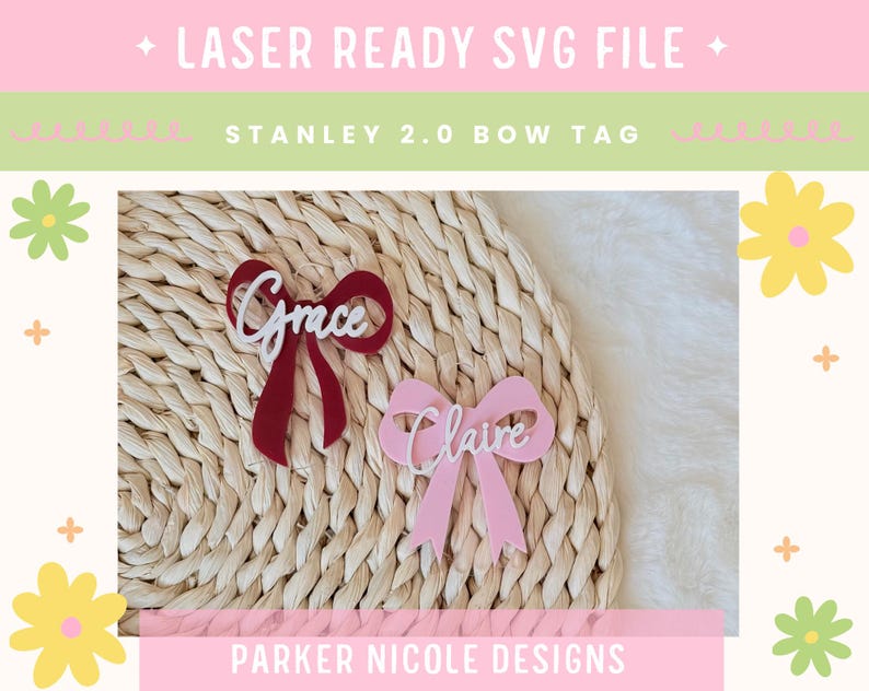 Stanley Bow Topper, Bow Stanley Laser File, Stanley Accessories SVG ...