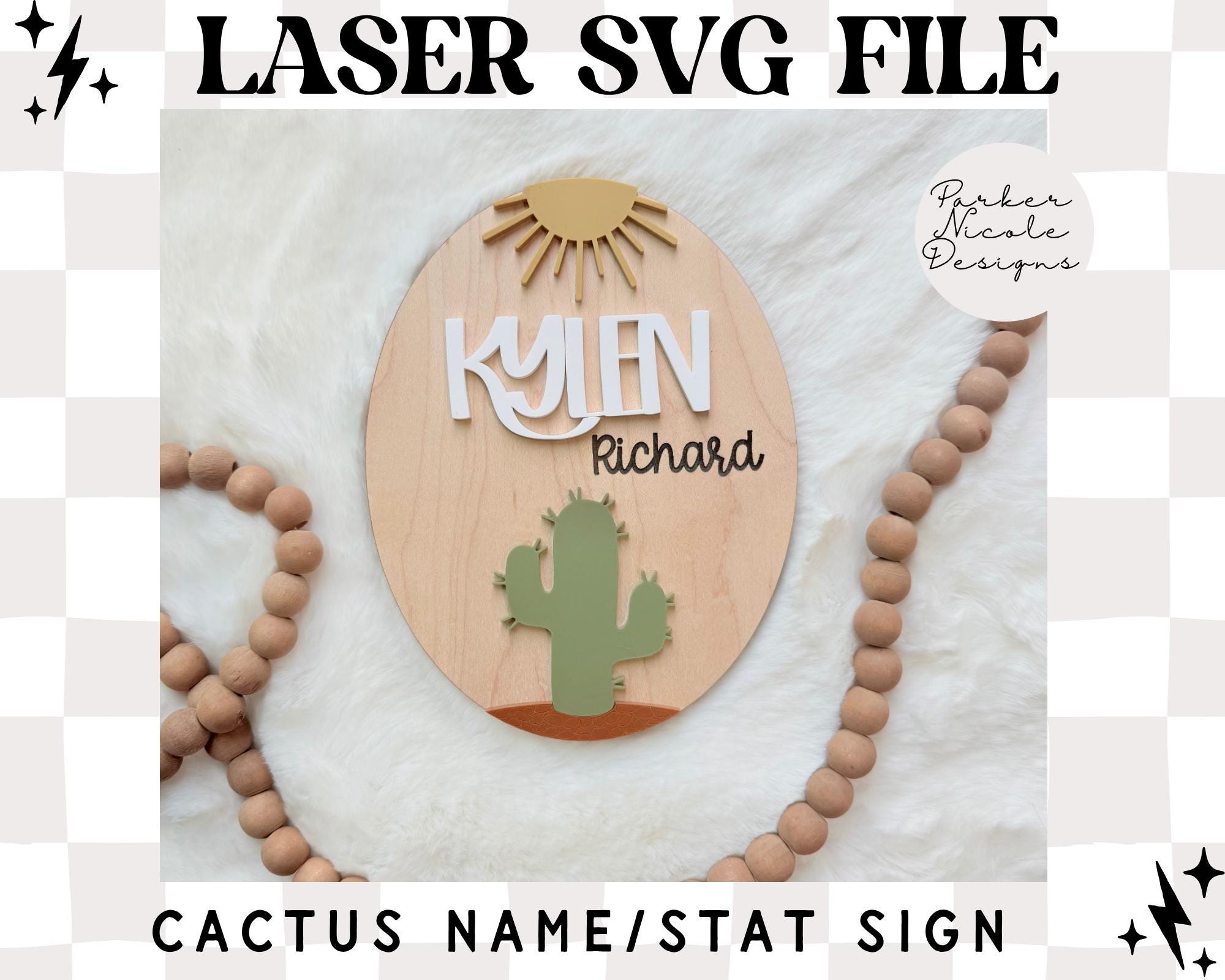 Cactus Name Sign, Birth Stat Sign, Hospital Cactus Name Sign, Sign SVG ...