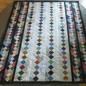 Quilt Top Diamond Patchwork Quilt Top 49 X 65 . Scrappy Fabrics. Handmade. Pieced, Pressed, and ...