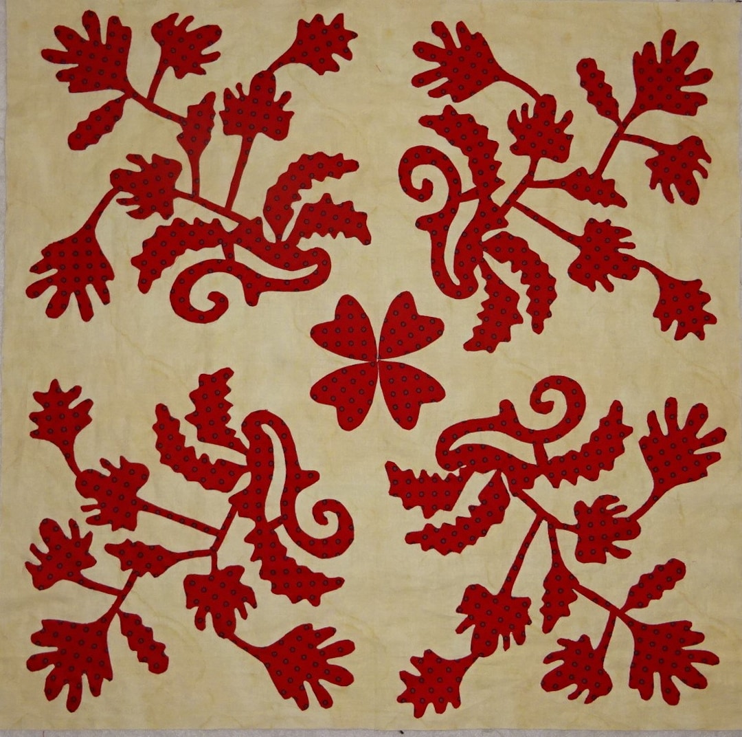 Album Quilt Block ,hand Appliqued, Needle Turned, Handmade Hand Sewn ...