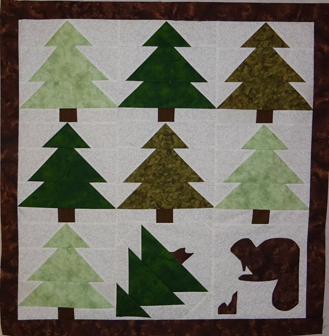 Beaver and Pines Quilt Top, Handmade, Pieced, Pressed and Ready to Be ...