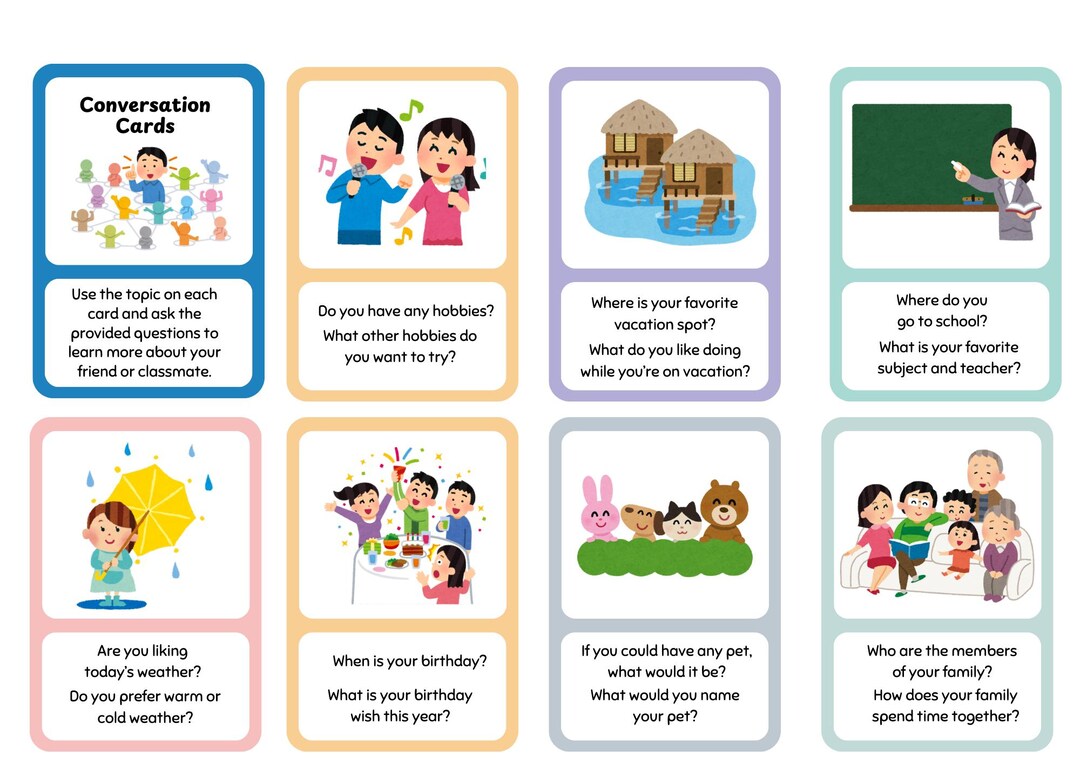 Conversation Flashcards FOR KIDS, Question Cards Therapy for Teens ...