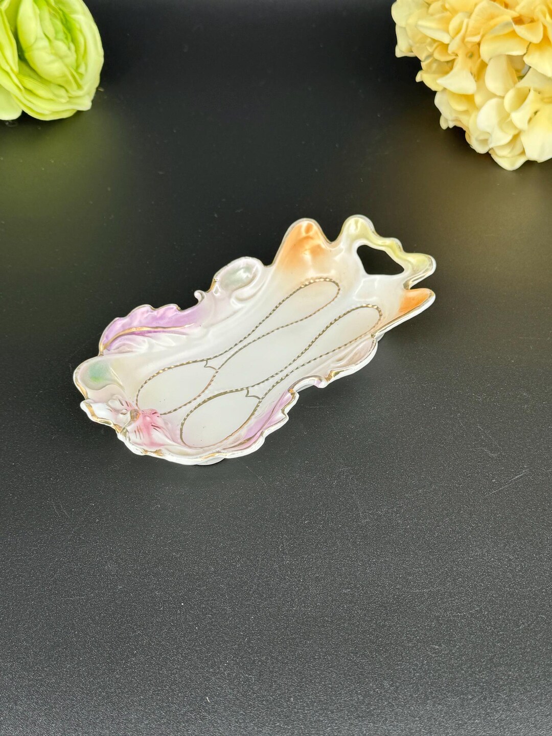 Vintage 1940s German Double Spoon Rest Hand-painted Porcelain With ...