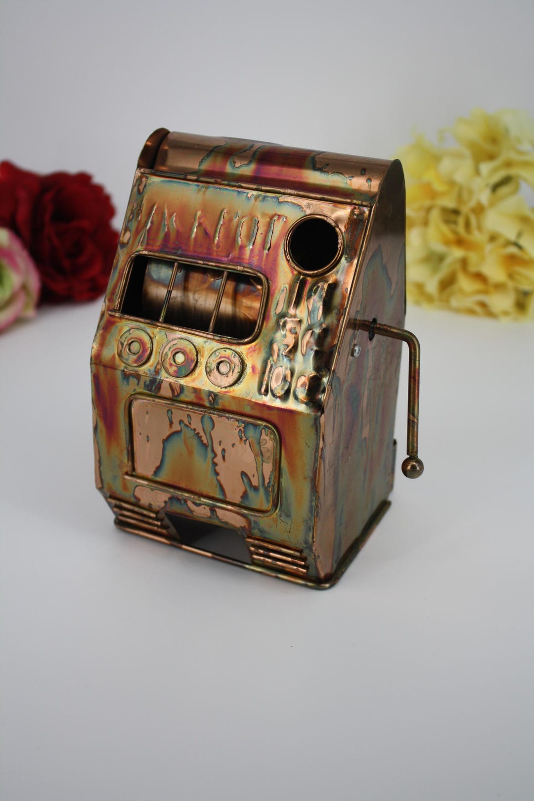 Rare 1970s Vintage Handcrafted Copper Slot Machine Music Box – Plays ...