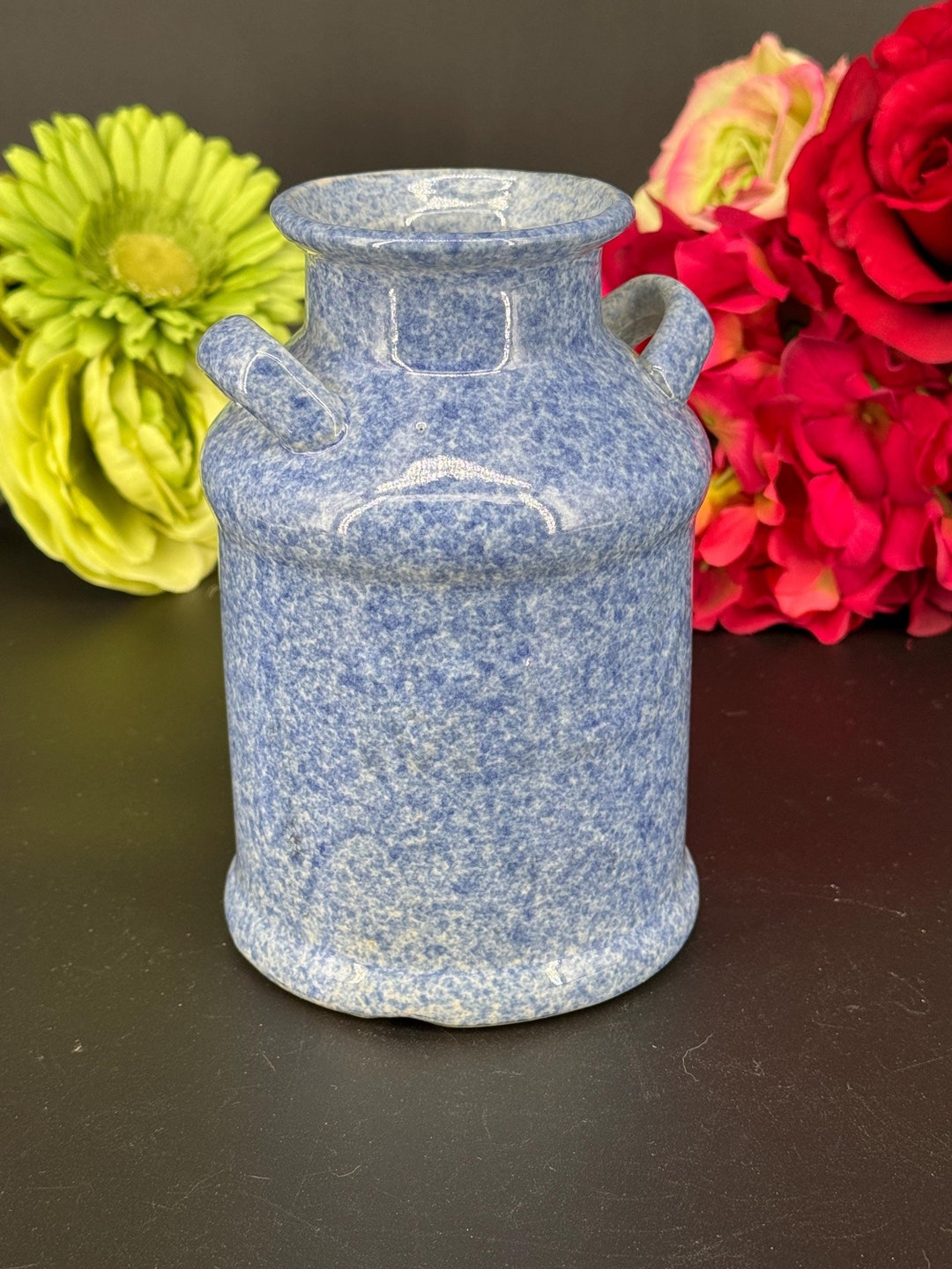 Vintage Blue and White Ceramic Milk Jug – Spongeware Design - Etsy