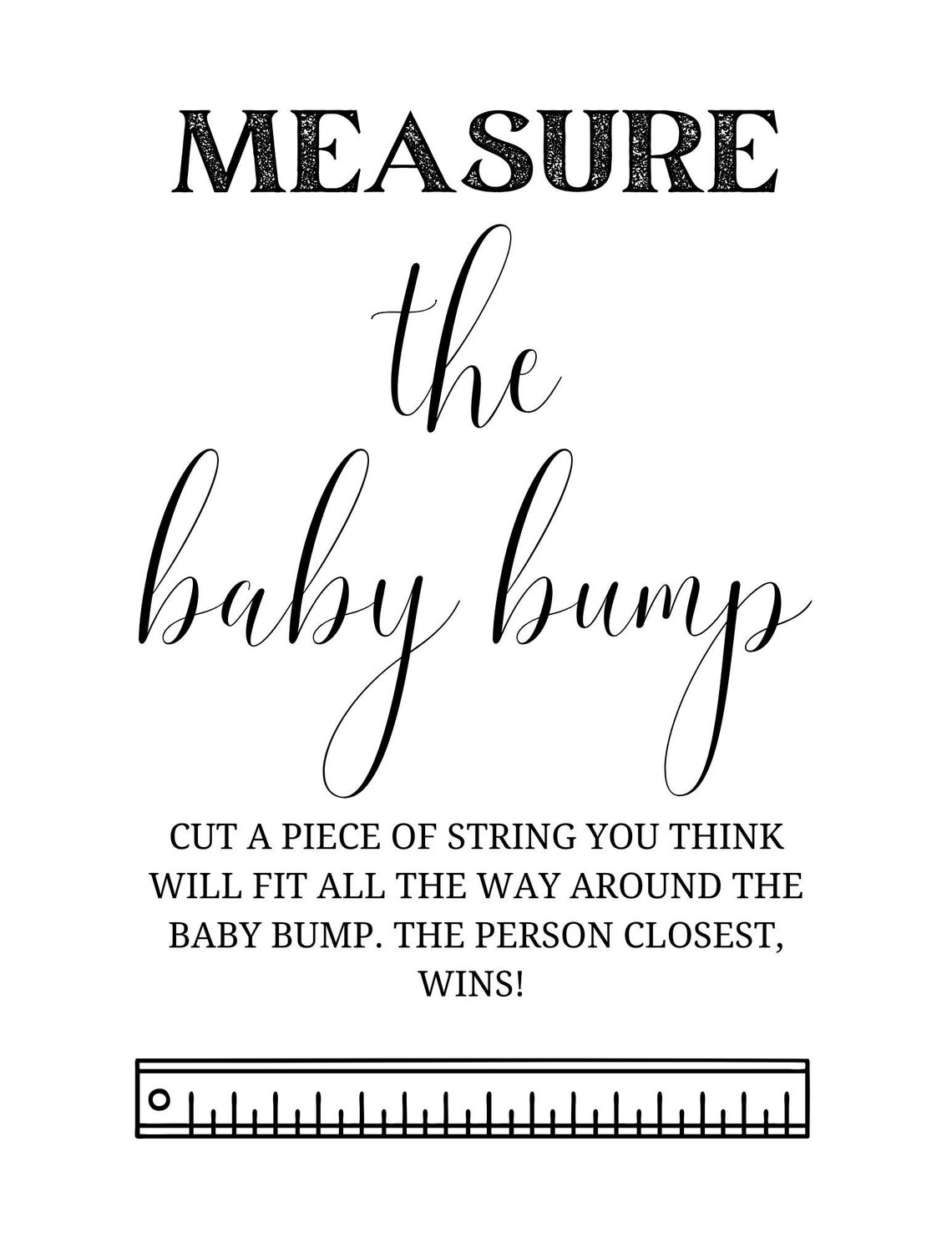 Measure the Bump | Baby Shower Game Sign | Measure the Bump Printable ...