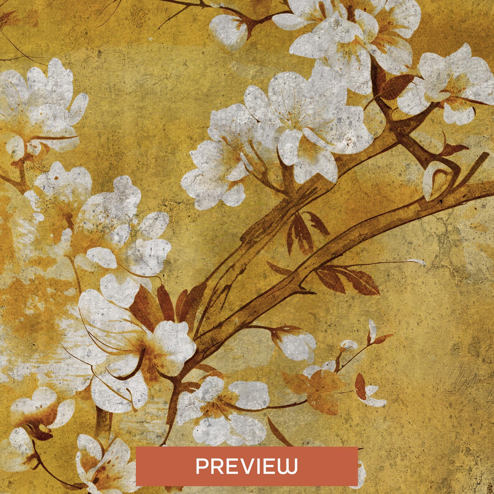 Gold Chinoiserie Wallpaper, Concrete Mural, Removable Peel Stick Vinyl ...