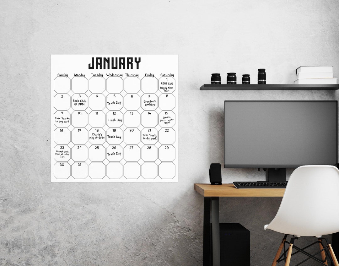 Jumbo Wall Calendar, Giant Wall Calendar, Large Wall Calendar, Modern ...