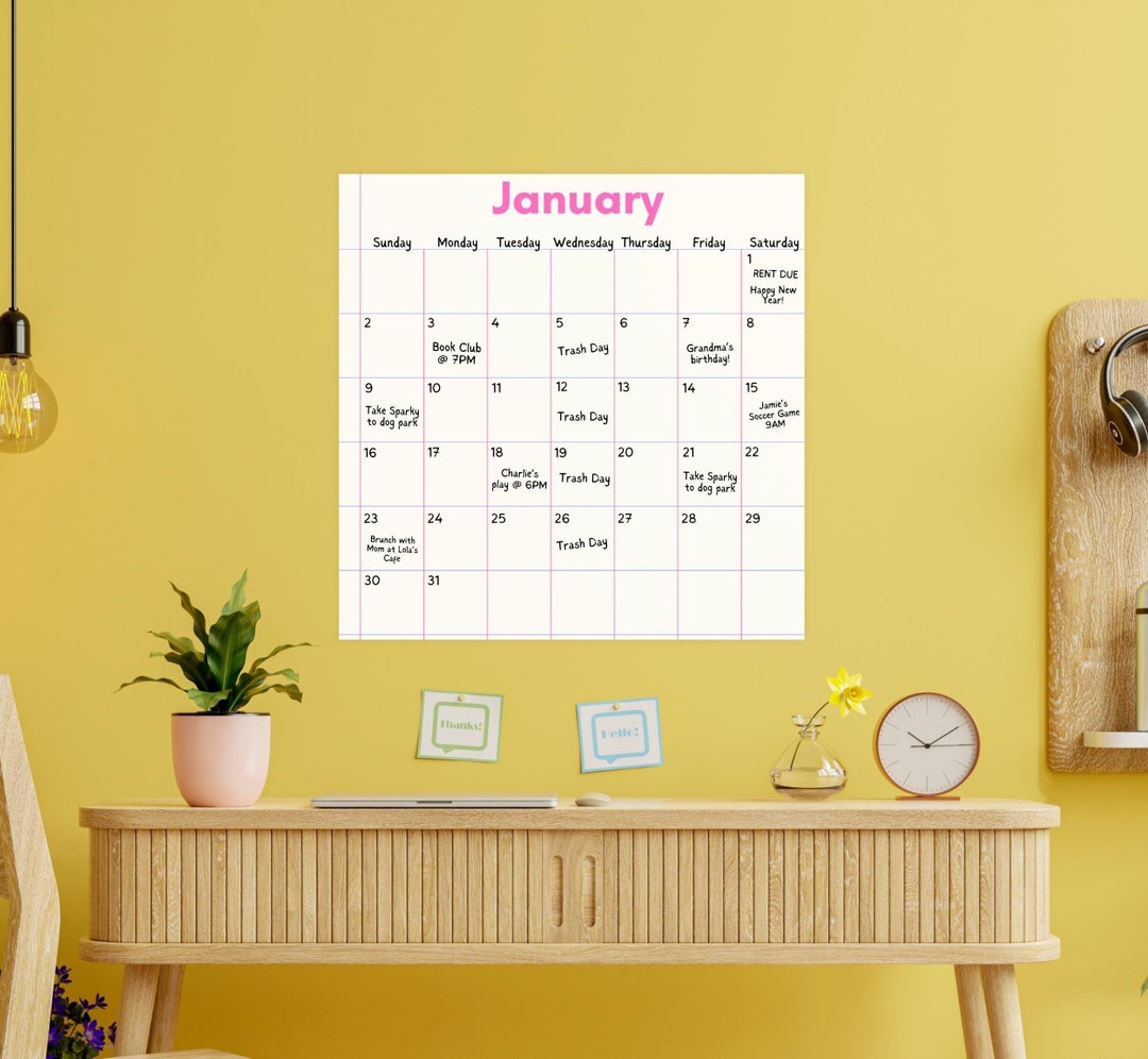 Jumbo Wall Calendar, Giant Wall Calendar, Large Wall Calendar, Modern ...