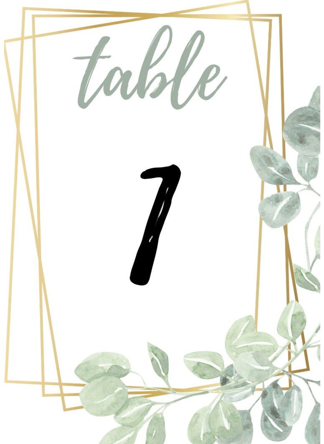 Downloadable/printable Table Number Signs 5x7 1-50, Gold and Greenery ...