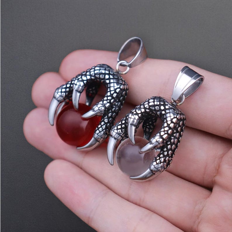 Gothic Dragon Claw Pendant Necklace Silver Dragon Jewelry, Fantasy ...