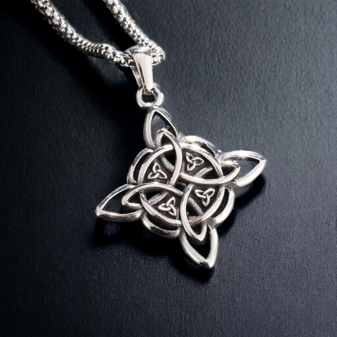 Witches Knot Necklace: Stainless Steel Celtic Wiccan Protection Charm ...