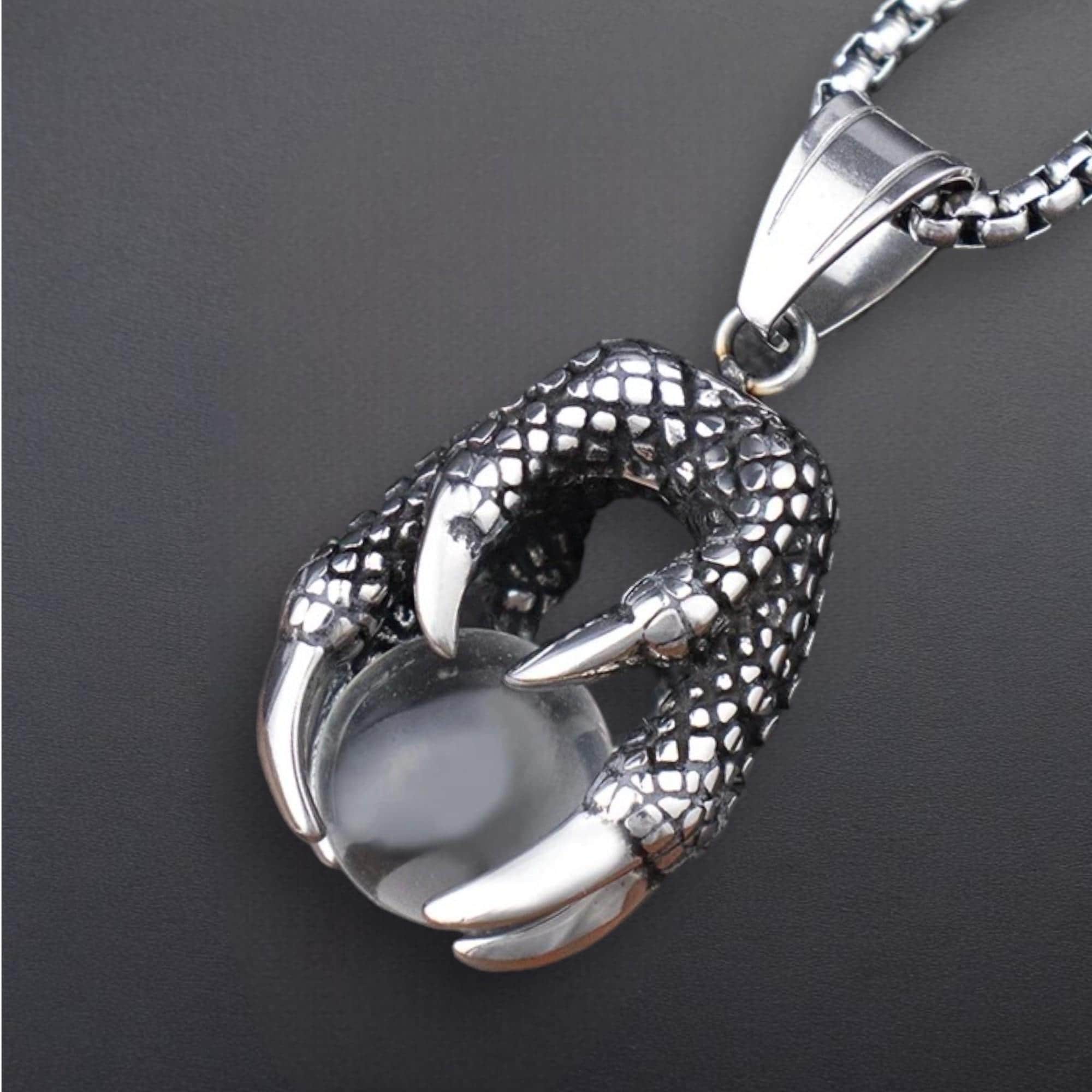 Gothic Dragon Claw Pendant Necklace: Silver Fantasy Jewelry - Etsy