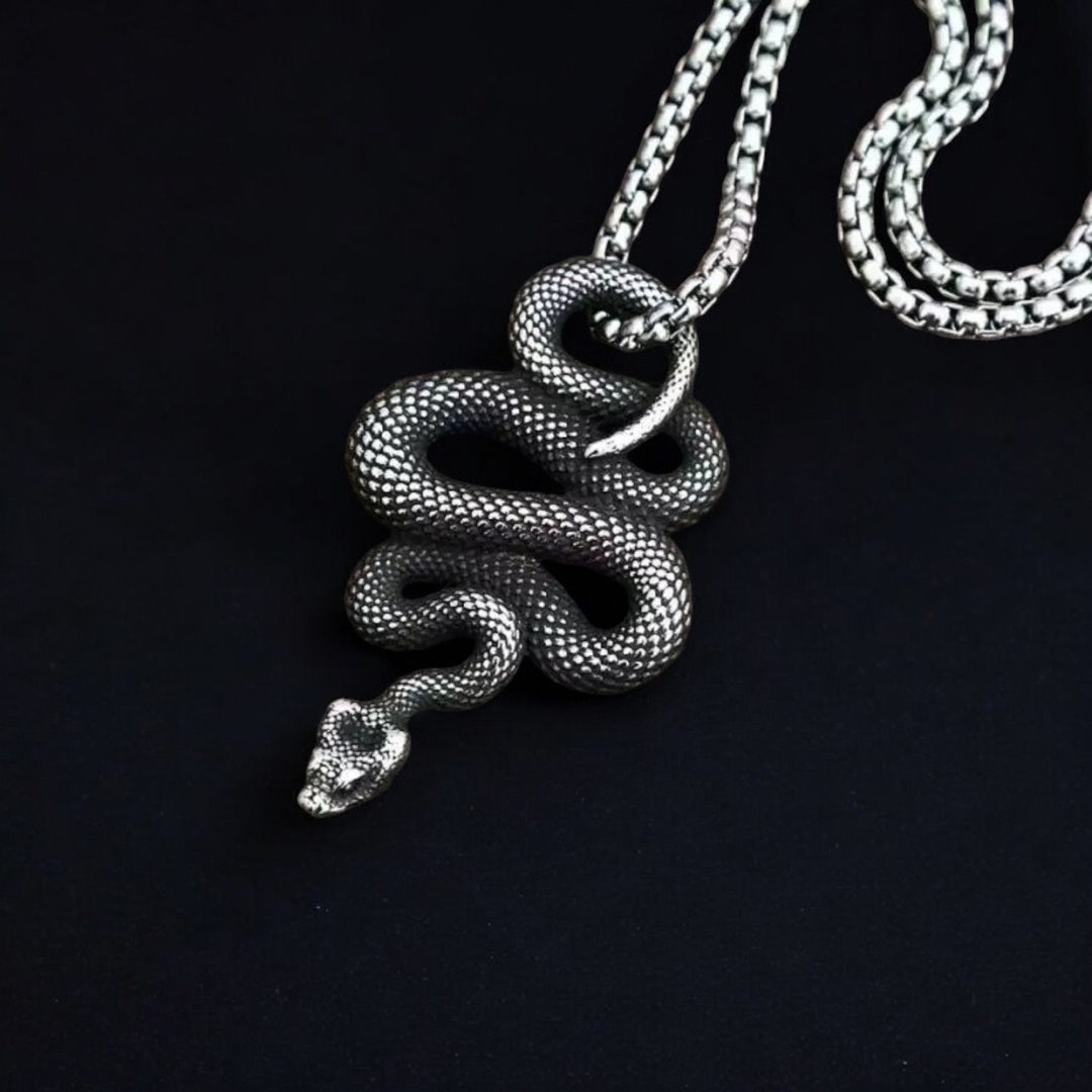 Stainless Steel Snake Pendant Necklace: Gothic Punk Reptile Jewelry - Etsy