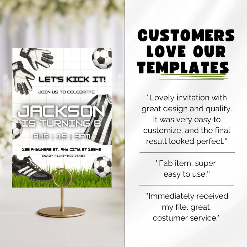 Football Birthday Invitation, Editable Football Party Template, Soccer ...