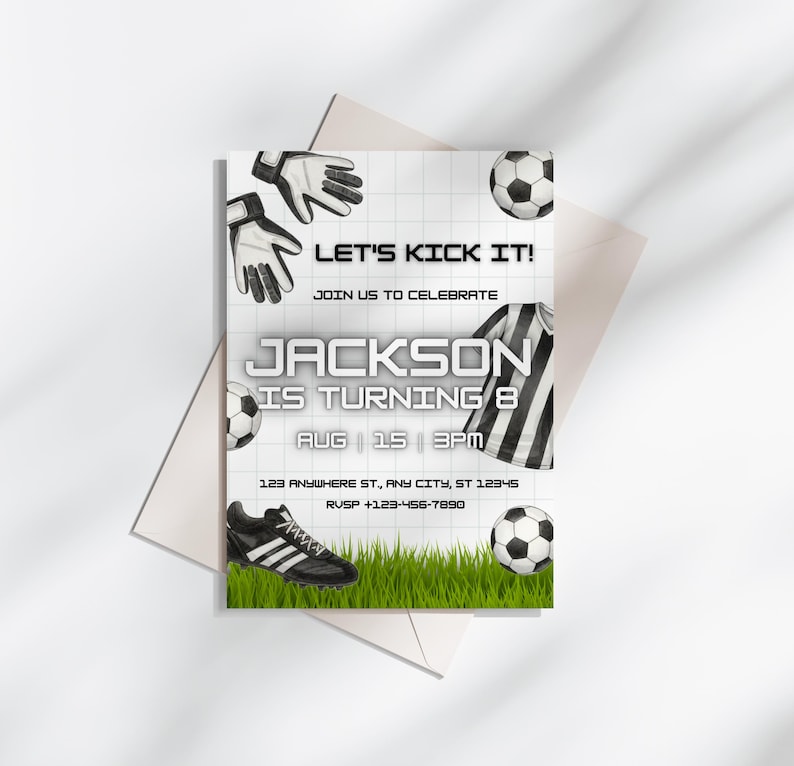 Football Birthday Invitation, Editable Football Party Template, Soccer ...